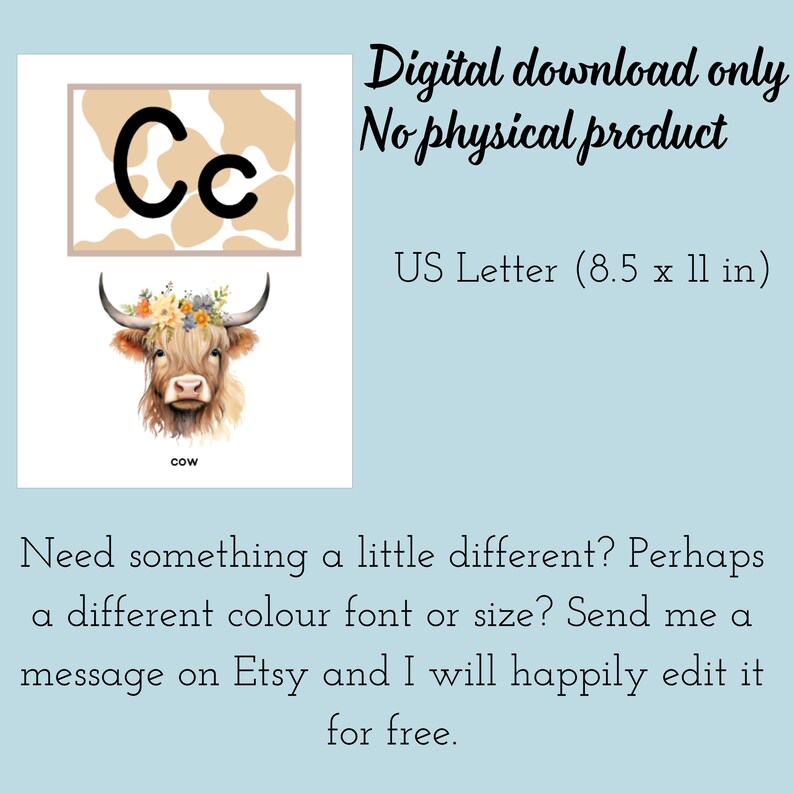 Highland Cow Alphabet Classroom Poster, Highland Cow Classroom Theme ...
