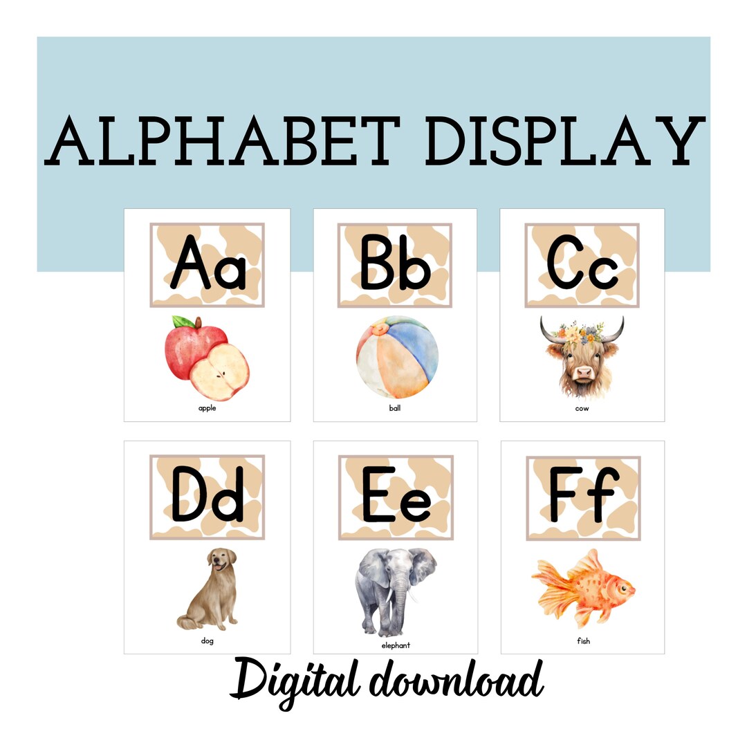 Highland Cow Alphabet Classroom Poster, Highland Cow Classroom Theme ...