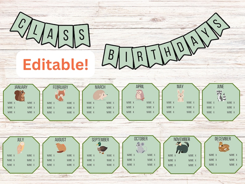 EDITABLE Woodland Classroom Birthday Display, Primary School Cute ...