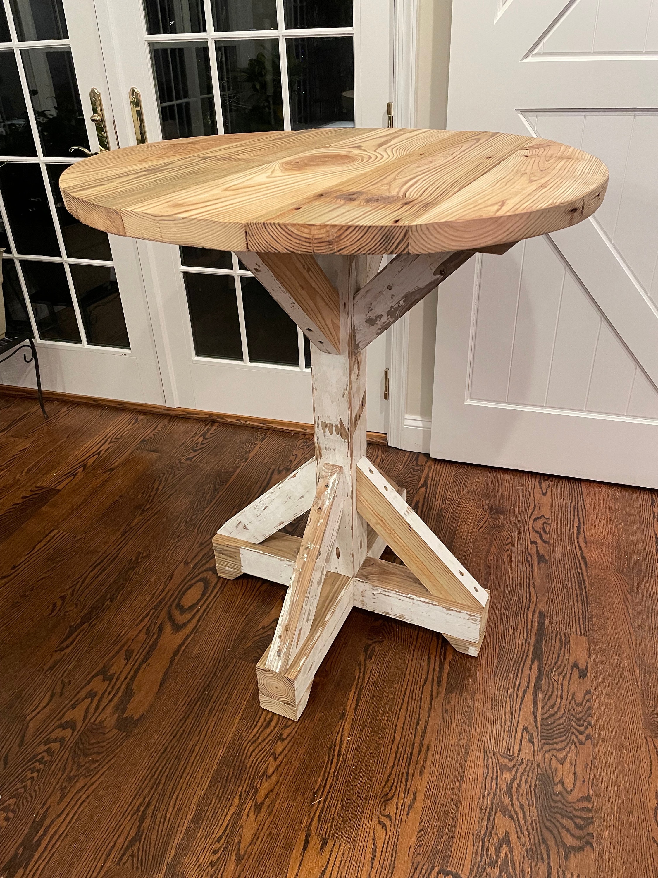 36” Round Pedestal Event Bar Height Table From Reclaimed Wood - Etsy
