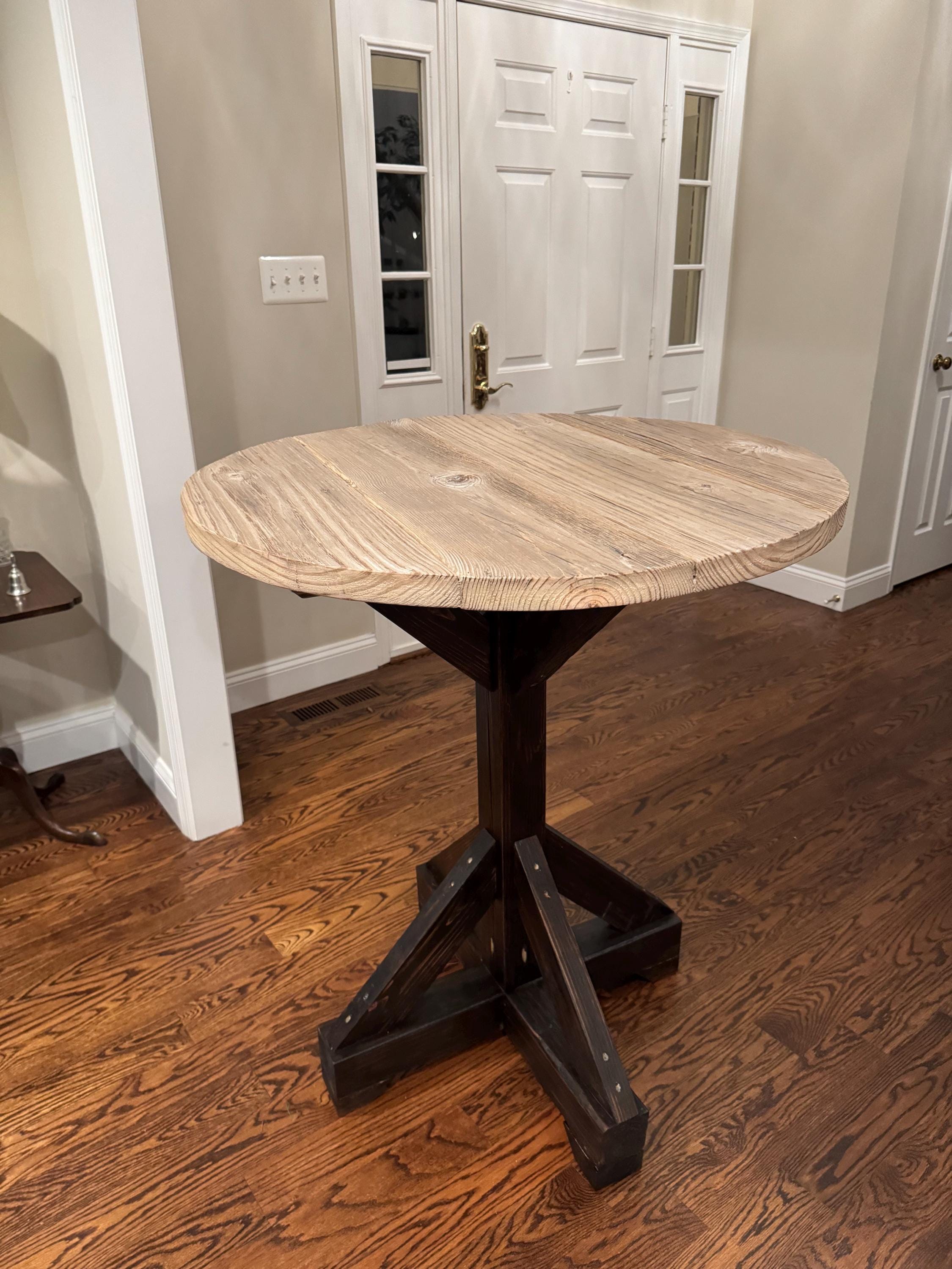 36” Round Pedestal Event Pub Bar Height Table From Reclaimed Wood - Etsy
