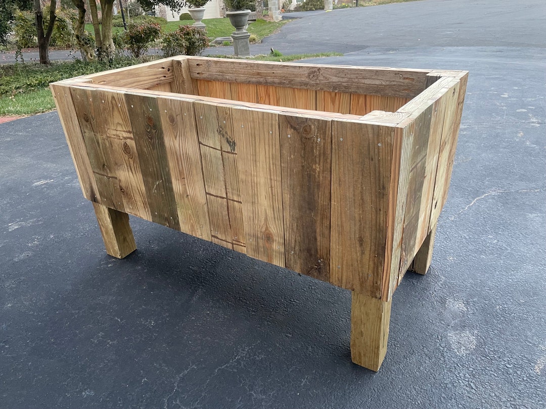 Custom Built Elevated Flower Garden Planter From Reclaimed Wood - Etsy
