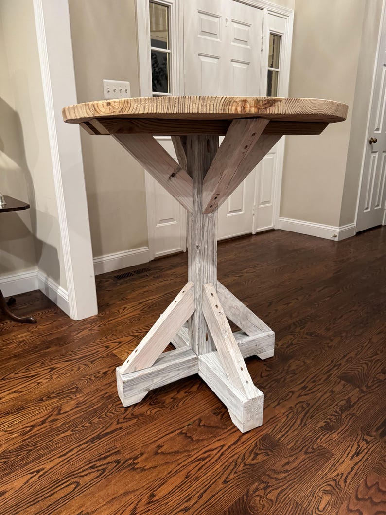 36” Round Pedestal Event Pub Bar Height Table From Reclaimed Wood - Etsy