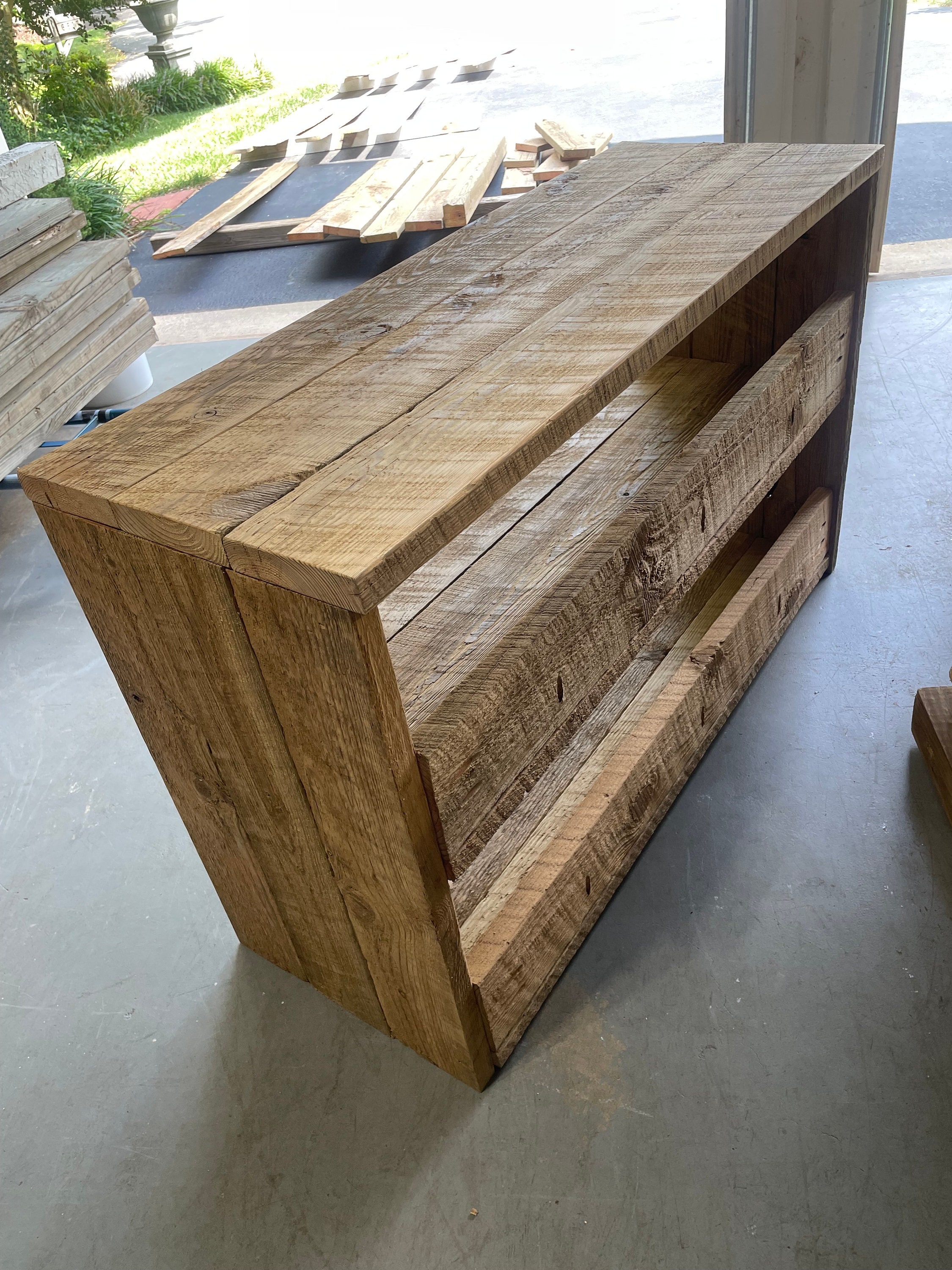 Custom Bookshelf / Credenza / Table From Reclaimed Wood - Etsy