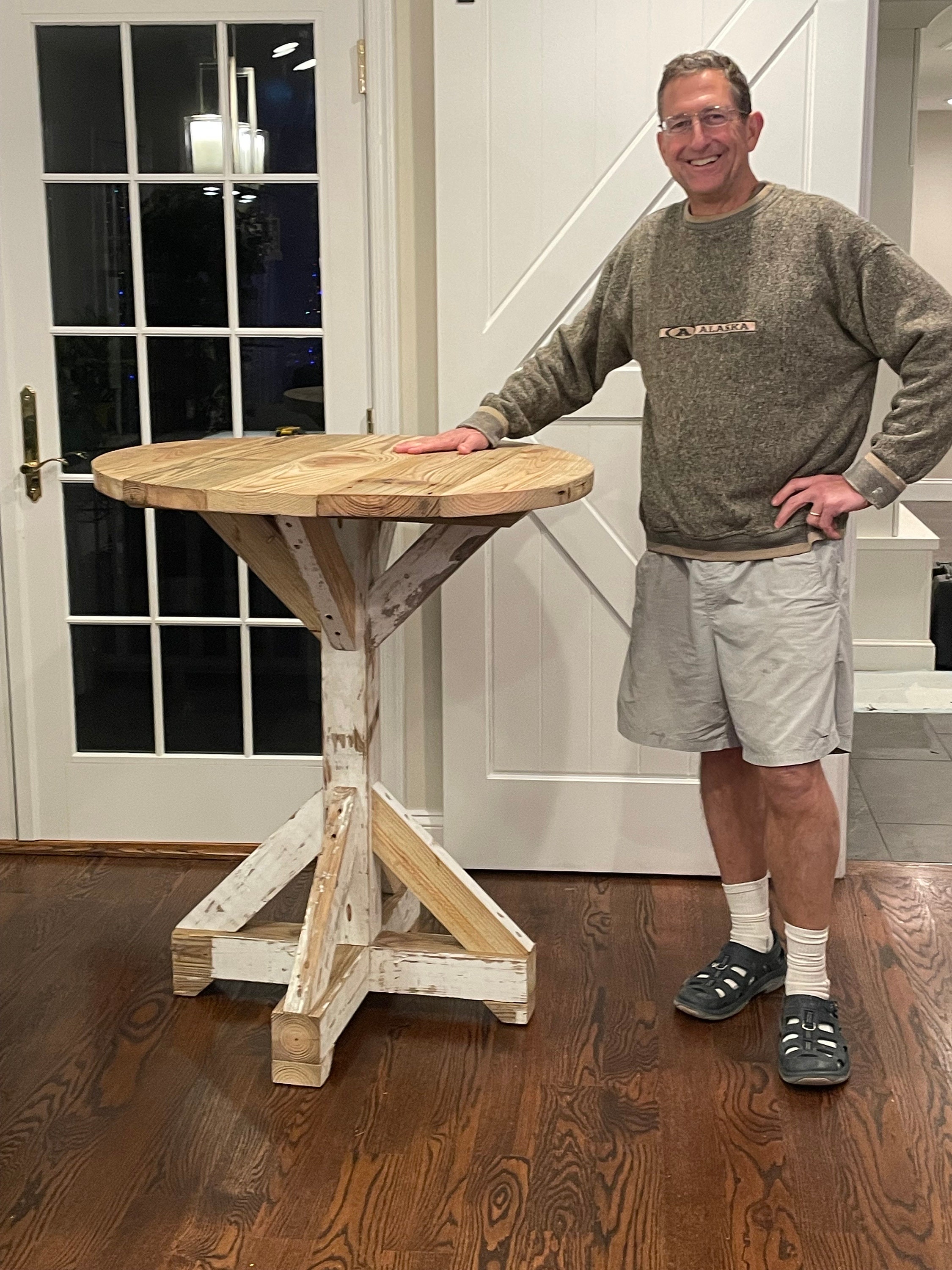 36” Round Pedestal Event Pub Bar Height Table From Reclaimed Wood - Etsy