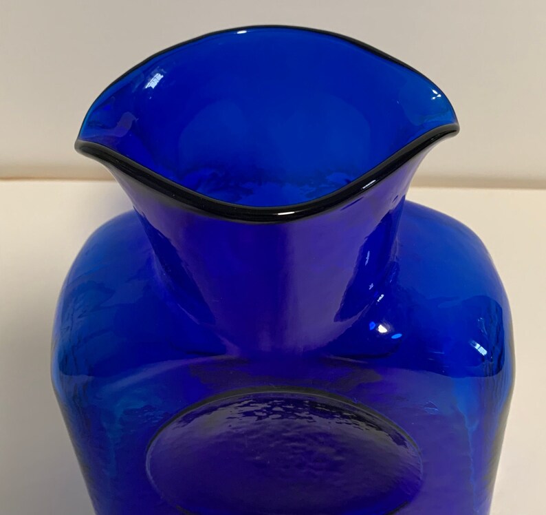 Vintage Blenko Blue Double Spout Pitcher Bottle Vase - Etsy