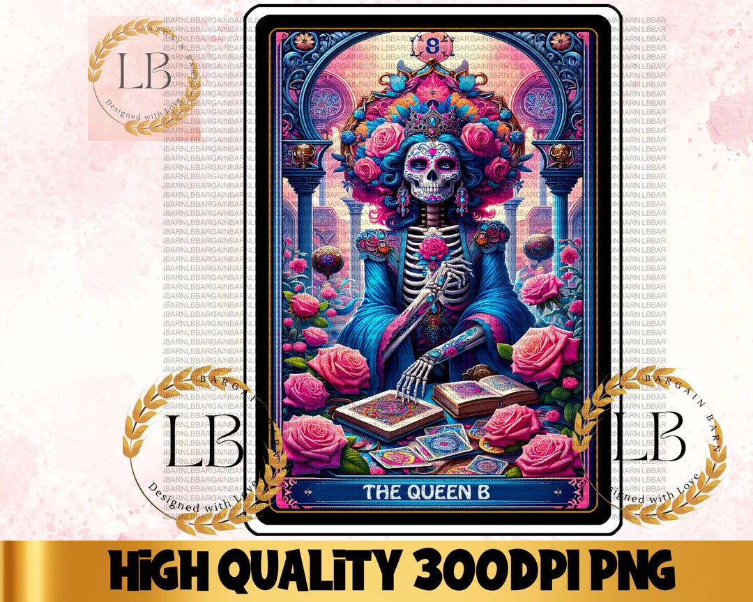The Queen B Tarot Card PNG, Funny Digital Download, Skeleton Skull T ...