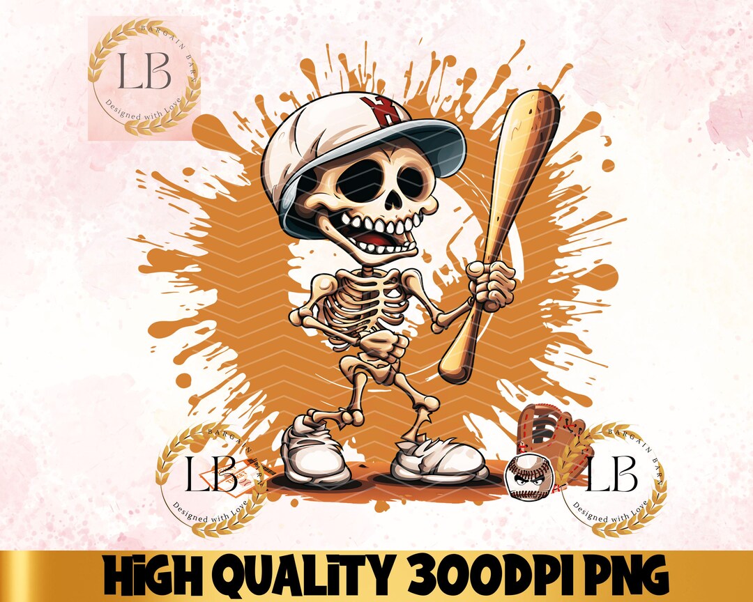 Baseball Player Skeleton PNG, Snarky Skeleton PNG, Softball Baseball ...