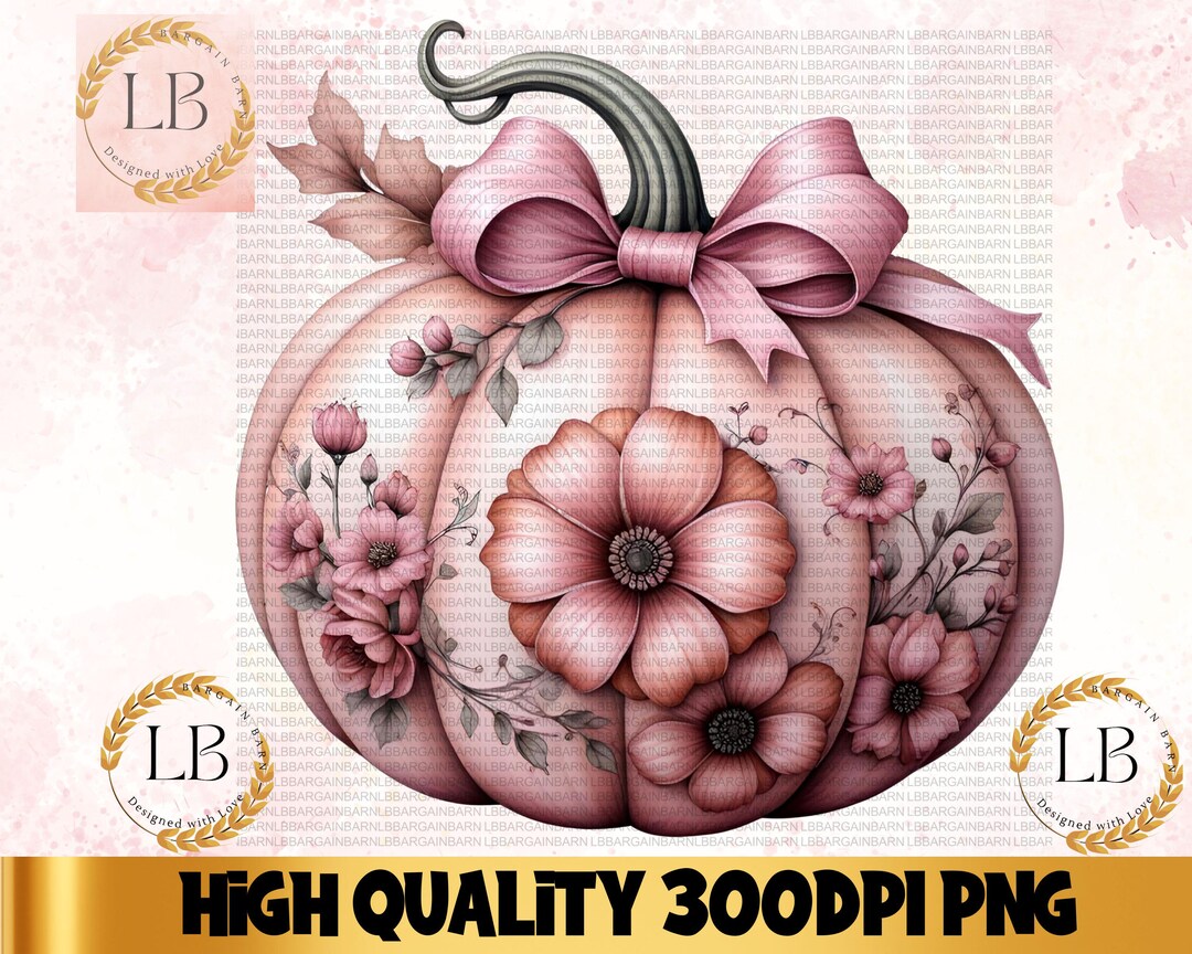 Floral Pumpkin Coquette Png Clipart, Pink Floral Pumpkin PNG ...
