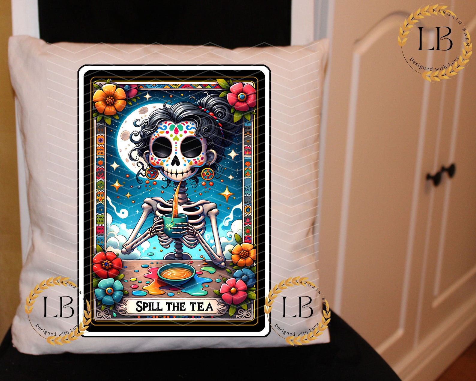 Funny Skeleton Tarot Card PNG, Spill the Tea, Sublimation Design ...