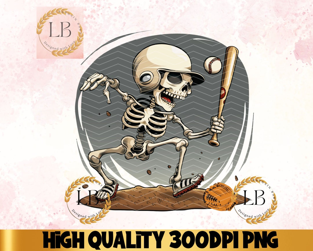 Baseball Player Skeleton PNG, Snarky Skeleton PNG, Softball Baseball ...