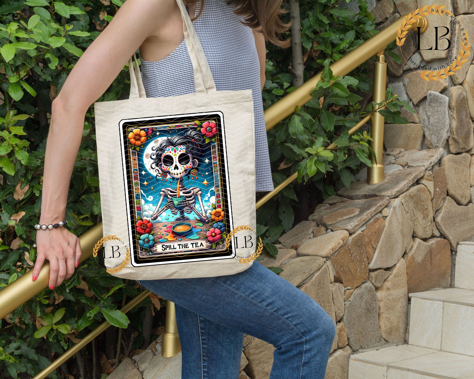 Funny Skeleton Tarot Card PNG, Spill the Tea, Sublimation Design ...