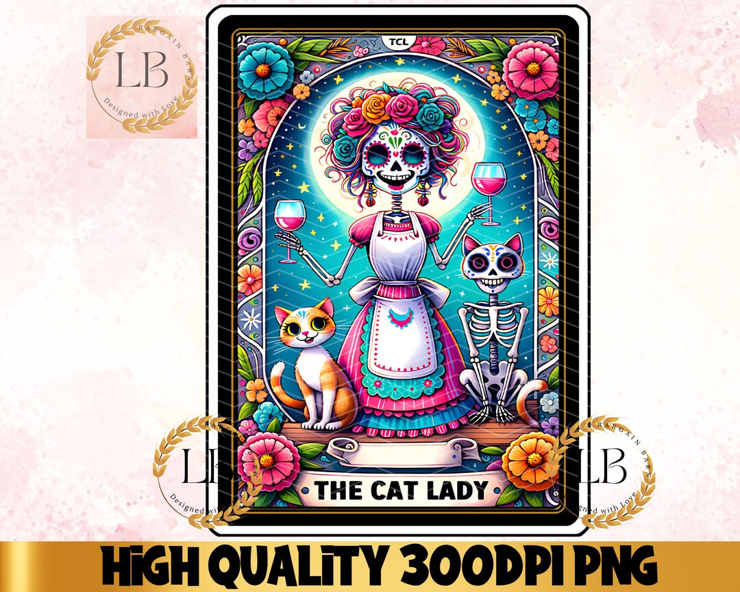 The Cat Lady Tarot Card PNG, Cat Lover Tshirt, Funny Skeleton ...
