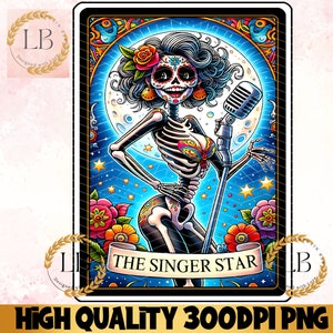 Singer Skeleton Tarot Card PNG, Sublimation Design (digital Download ...