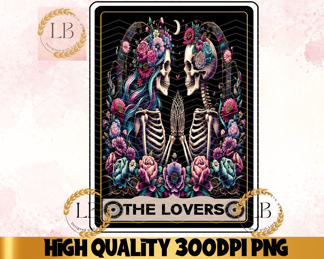 Lovers Tarot Card PNG, Gothic Skeleton Couple, Sublimation Design ...
