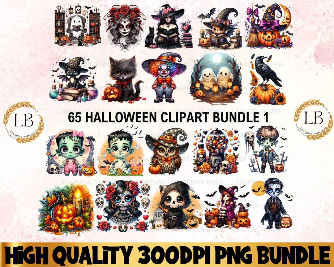 Watercolor Halloween Collection Clipart Bundle, PNG Halloween Clipart ...