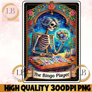 The Bingo Player Tarot Card PNG, Funny Sublimation Skeleton Design ...