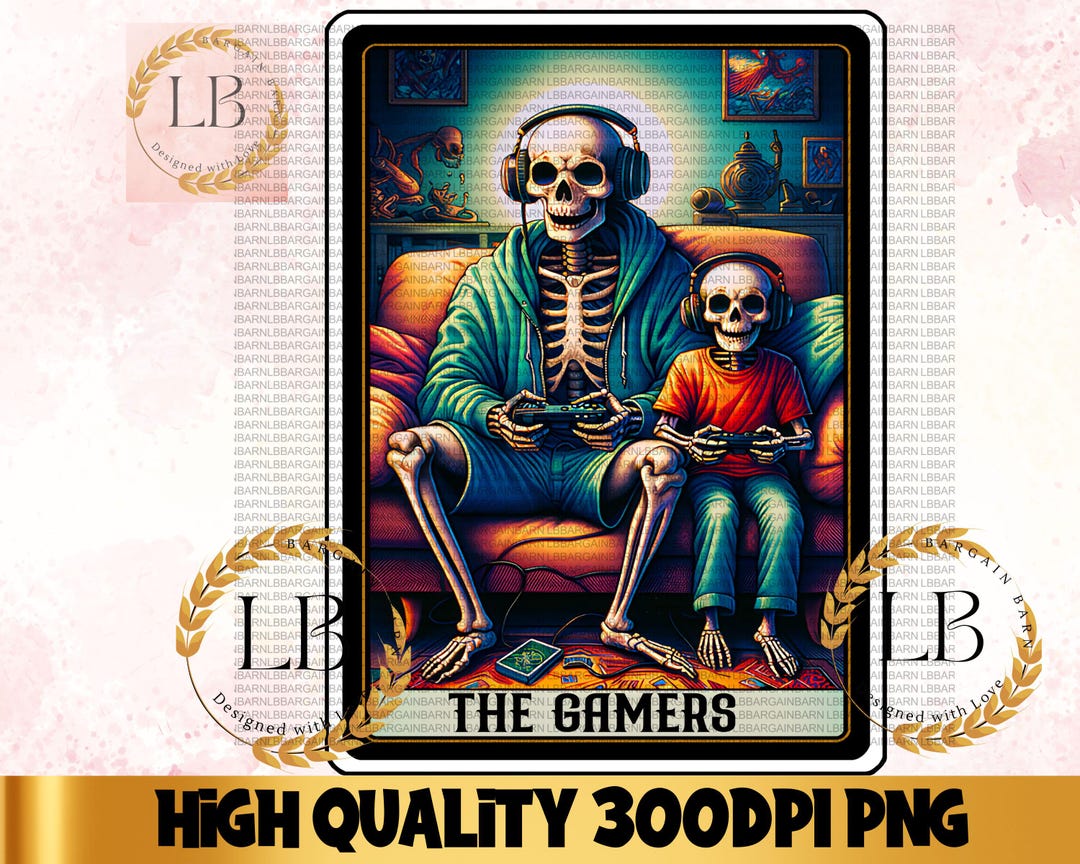 Die Gamer Tarot-Karte PNG, Skelett Sublimationsdesign, Gaming-Liebhaber ...