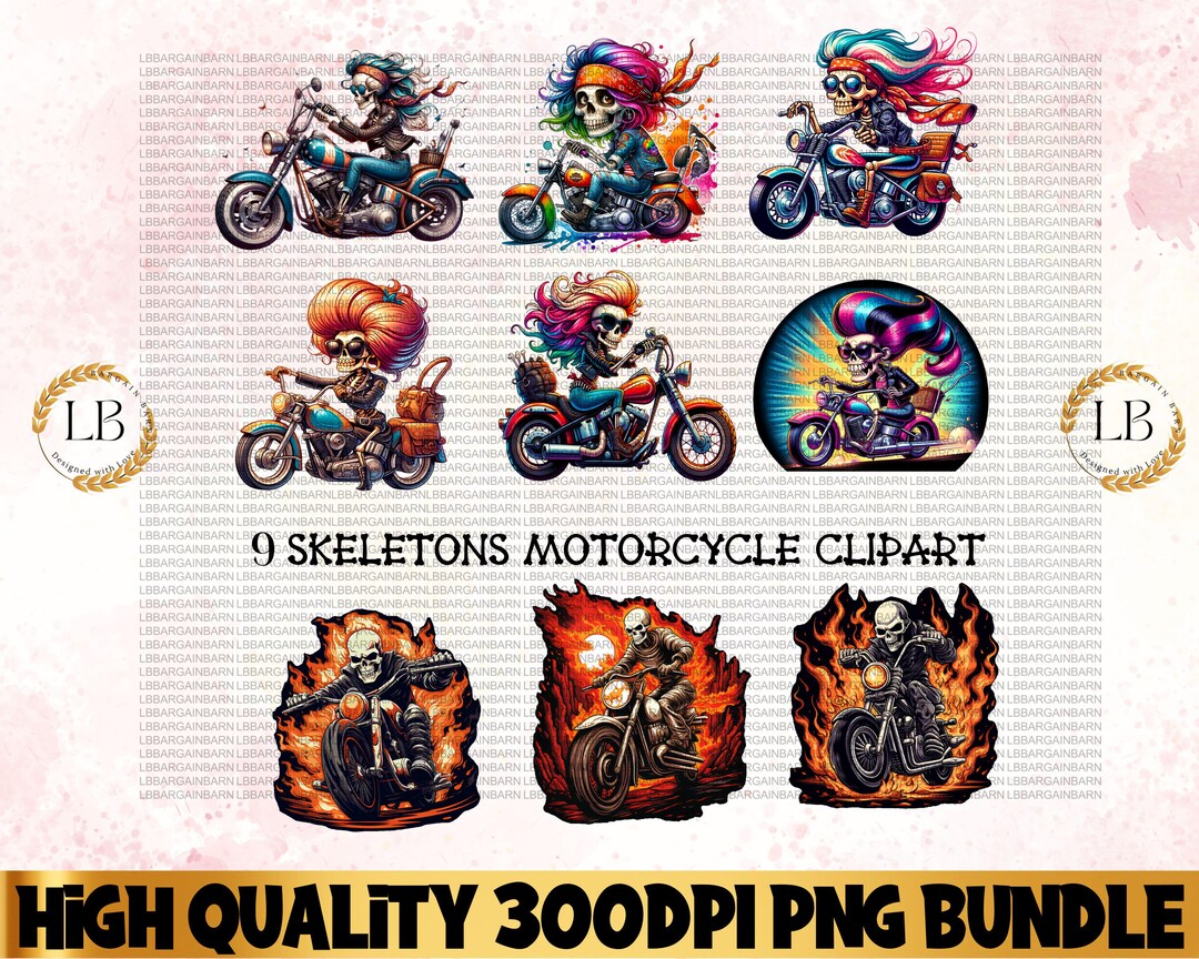 Skeleton Biker Png Bundle, Funny Skeleton Bundle, Biker Girl Clipart ...