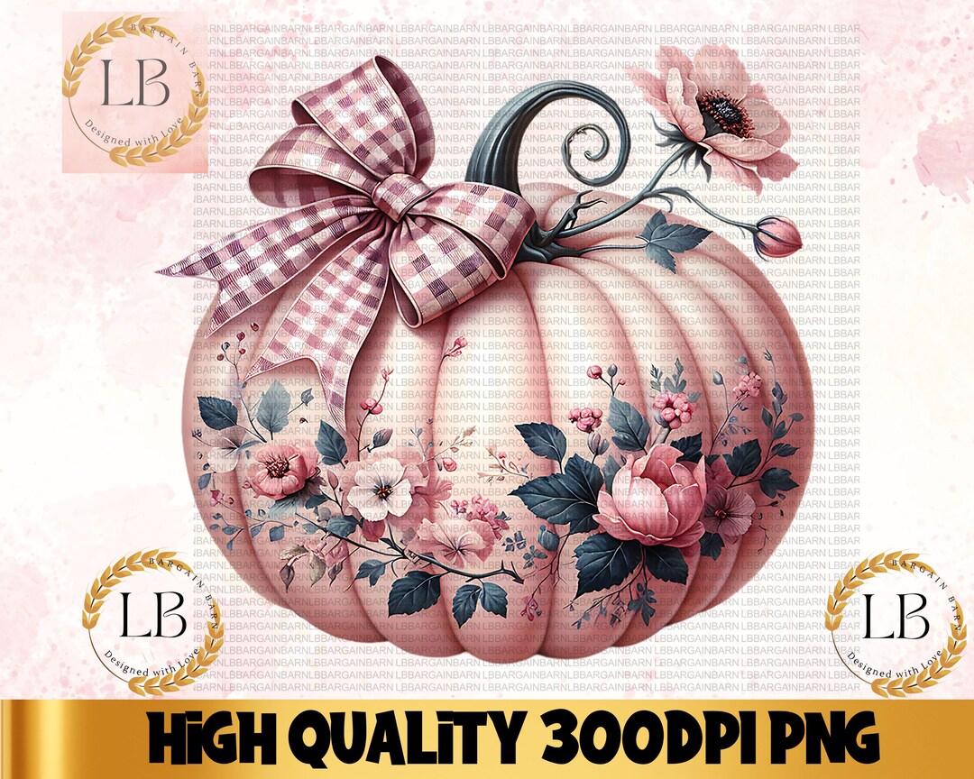 Floral Pumpkin Coquette Png Clipart, Pink Floral Pumpkin PNG ...