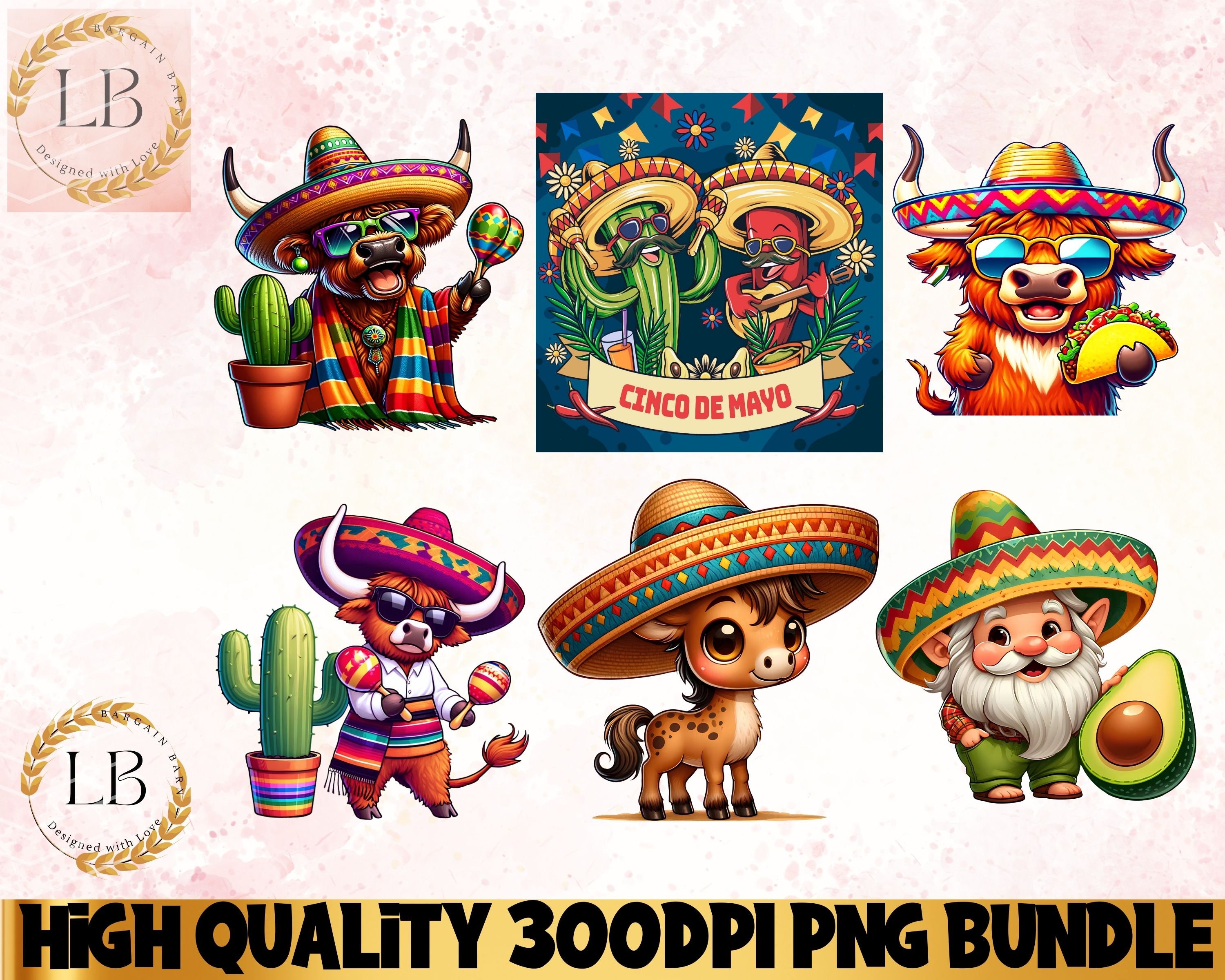 Cinco De Mayo PNG Bundle, Fiesta Animals, Mexican Sublimation Designs ...