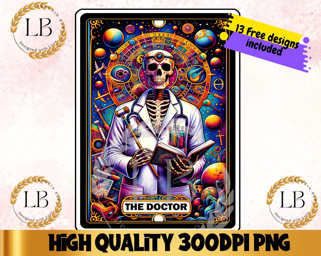The Doctor Tarot Card PNG, Skeleton Sublimation Design, Doctor T-shirt ...