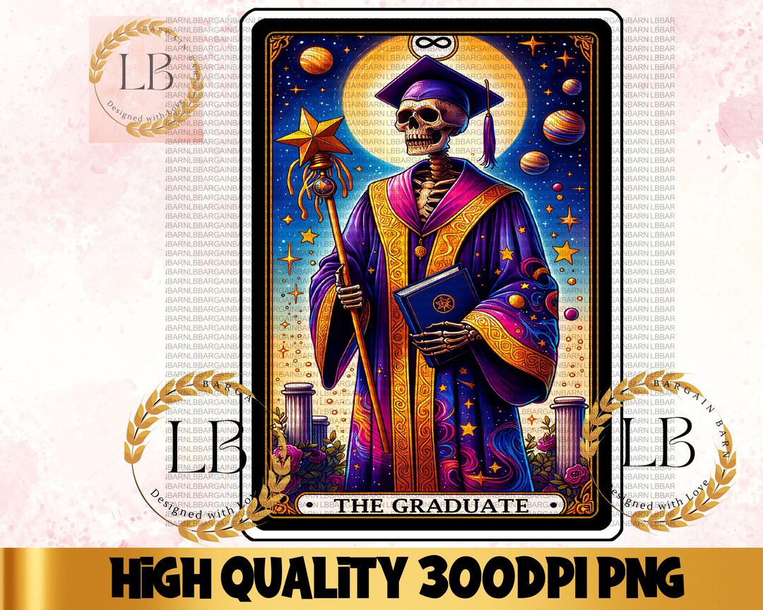 Graduate Tarot Card PNG, Graduation Skeleton Sublimation Design, Sweary ...