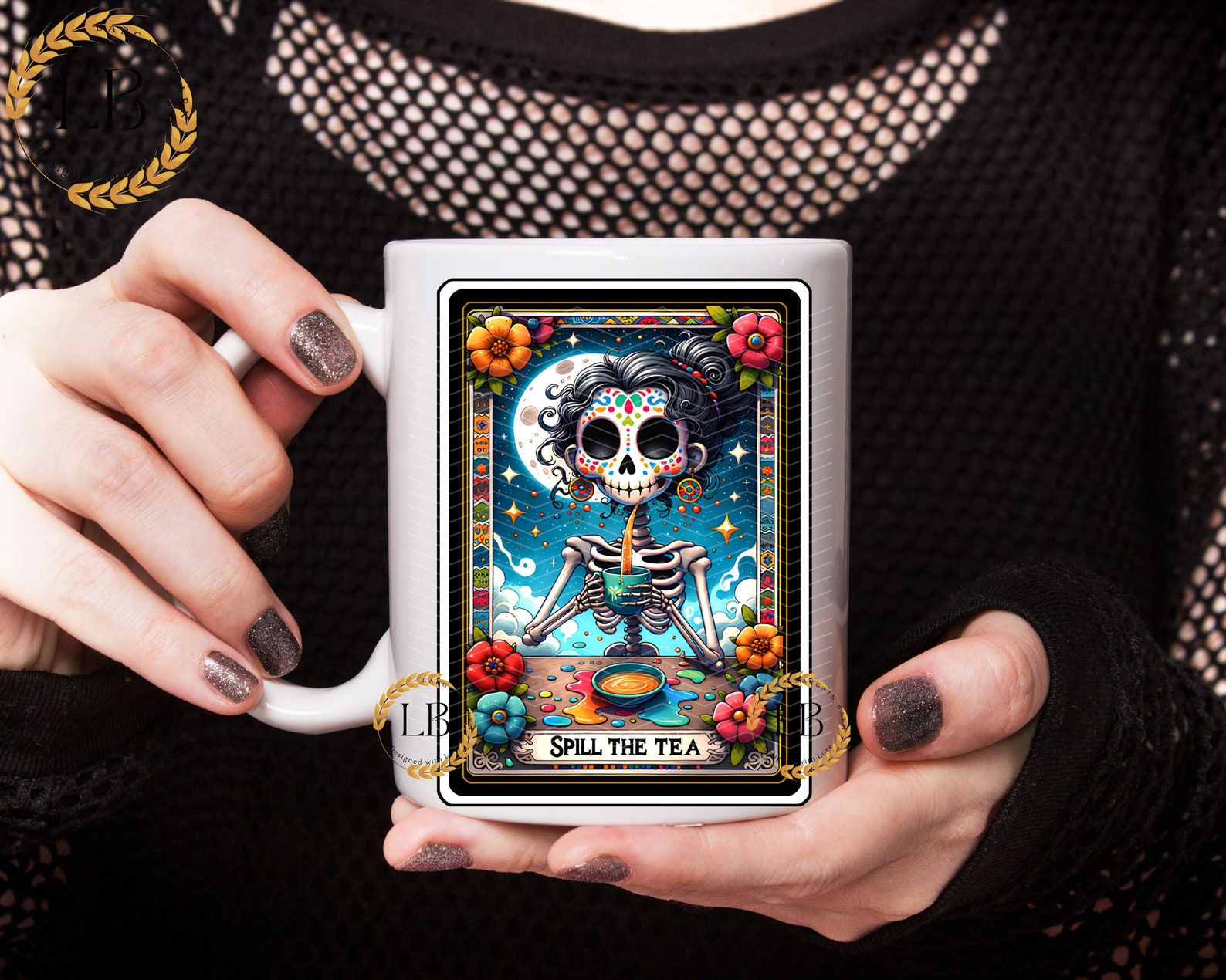 Funny Skeleton Tarot Card PNG, Spill the Tea, Sublimation Design ...