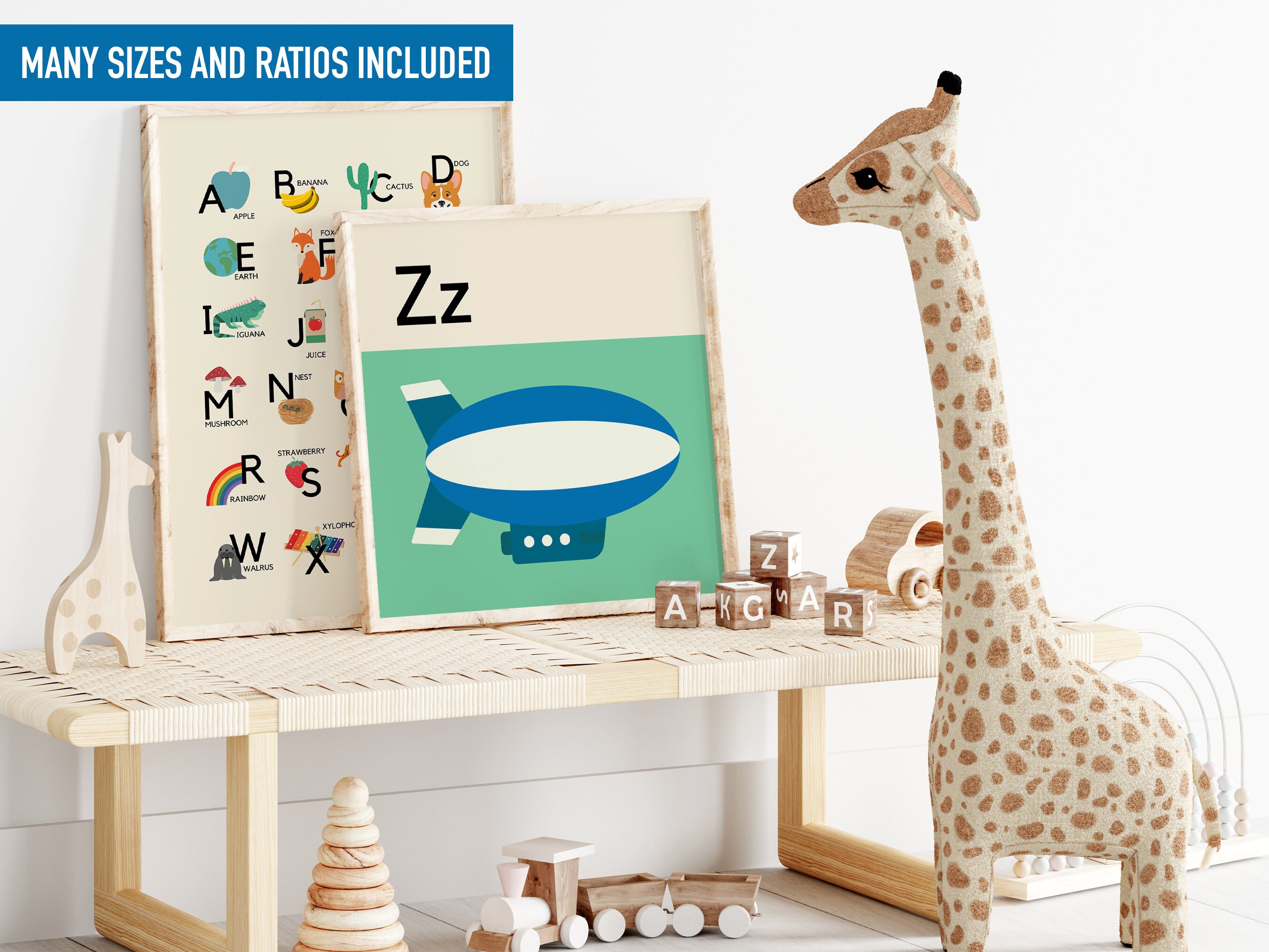 Letter Z Alphabet Poster Z is for Zeppelin Learn ABC Print Nursery ...