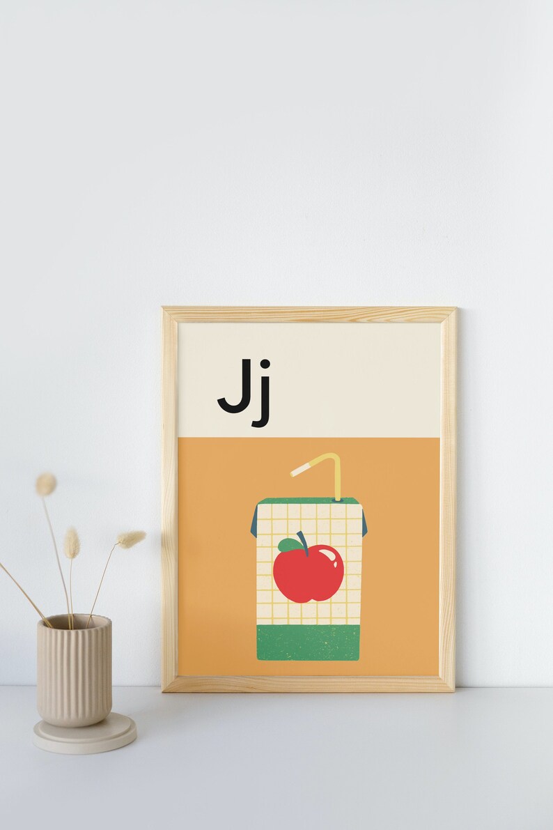 Letter J Alphabet Poster J is for Juice Learn ABC Print - Etsy