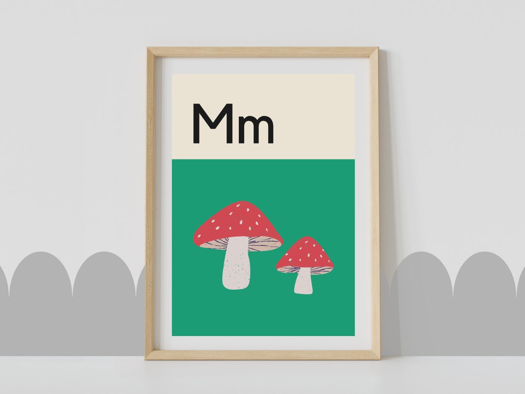 Letter M Alphabet Poster • M is for Mushroom • Learn ABC Print ...