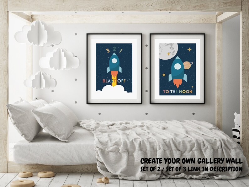 Rocket Ship Blast off Print, Space Nursery Decor (digital Download) - Etsy