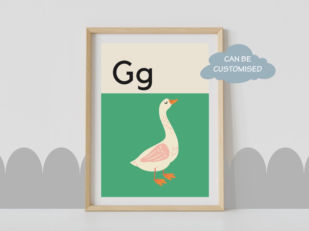Letter G Alphabet Poster G is for Goose Learn ABC Print Nursery Decor ...