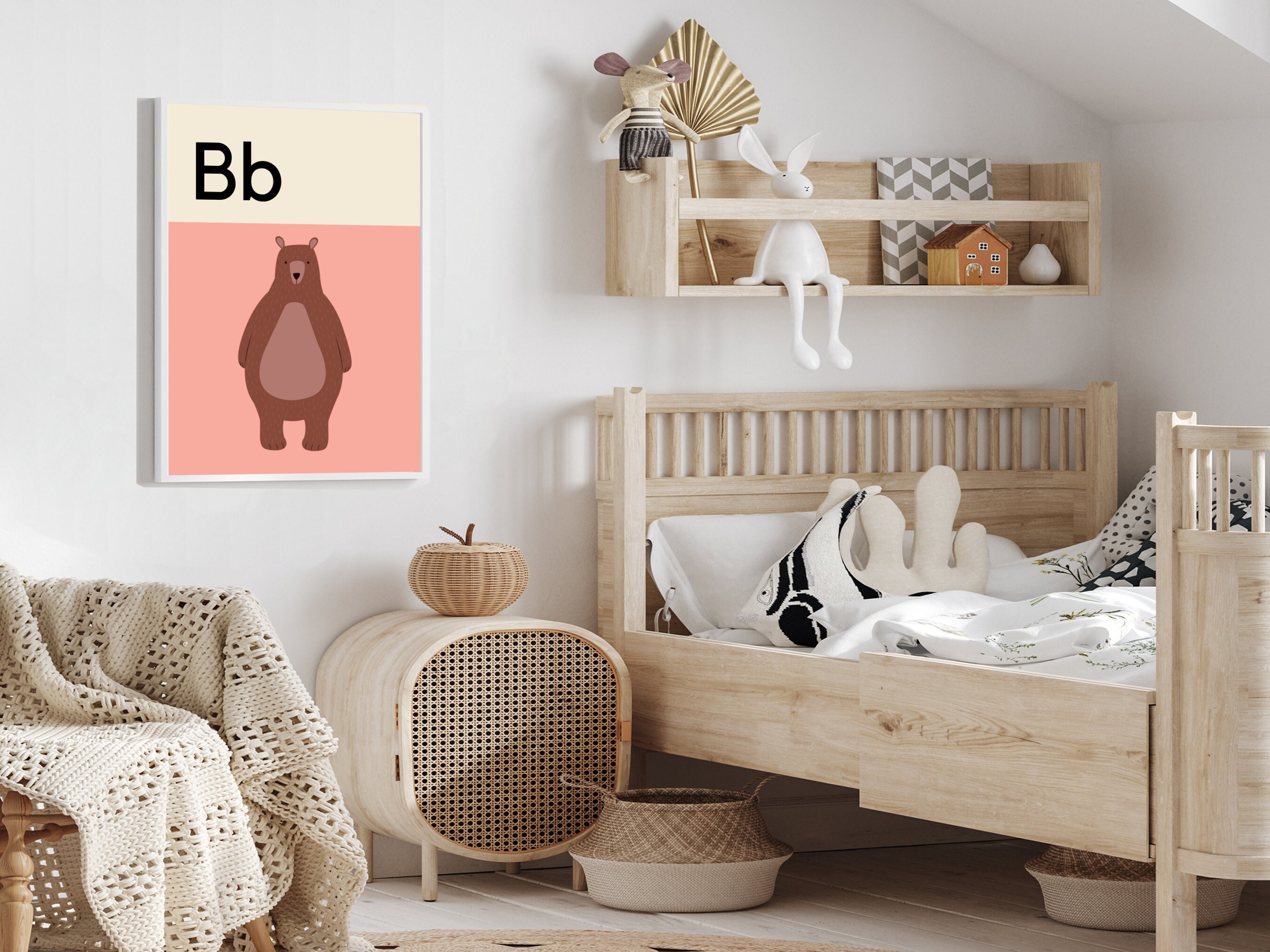 Letter B Alphabet Poster B is for Bear Learn ABC Print Woodland Nursery ...