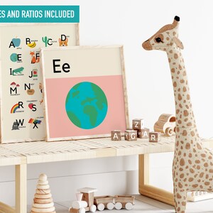 Letter E Alphabet Poster E is for Earth Learn ABC Print Nursery Decor ...