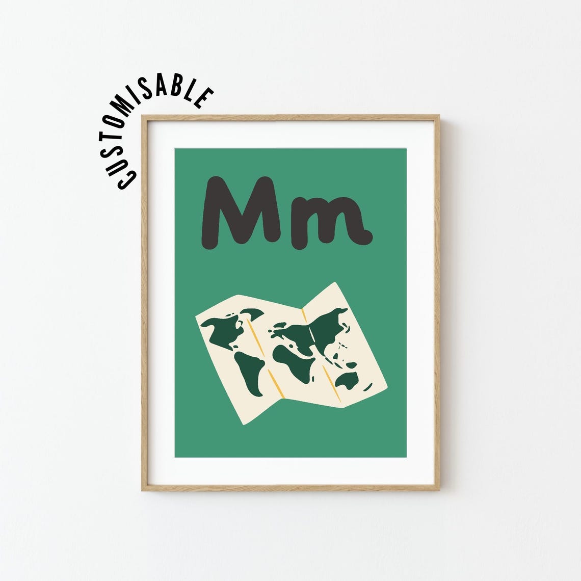 Letter M Poster M is for Map Adventure Nursery Wall Art Learn ABC Print ...