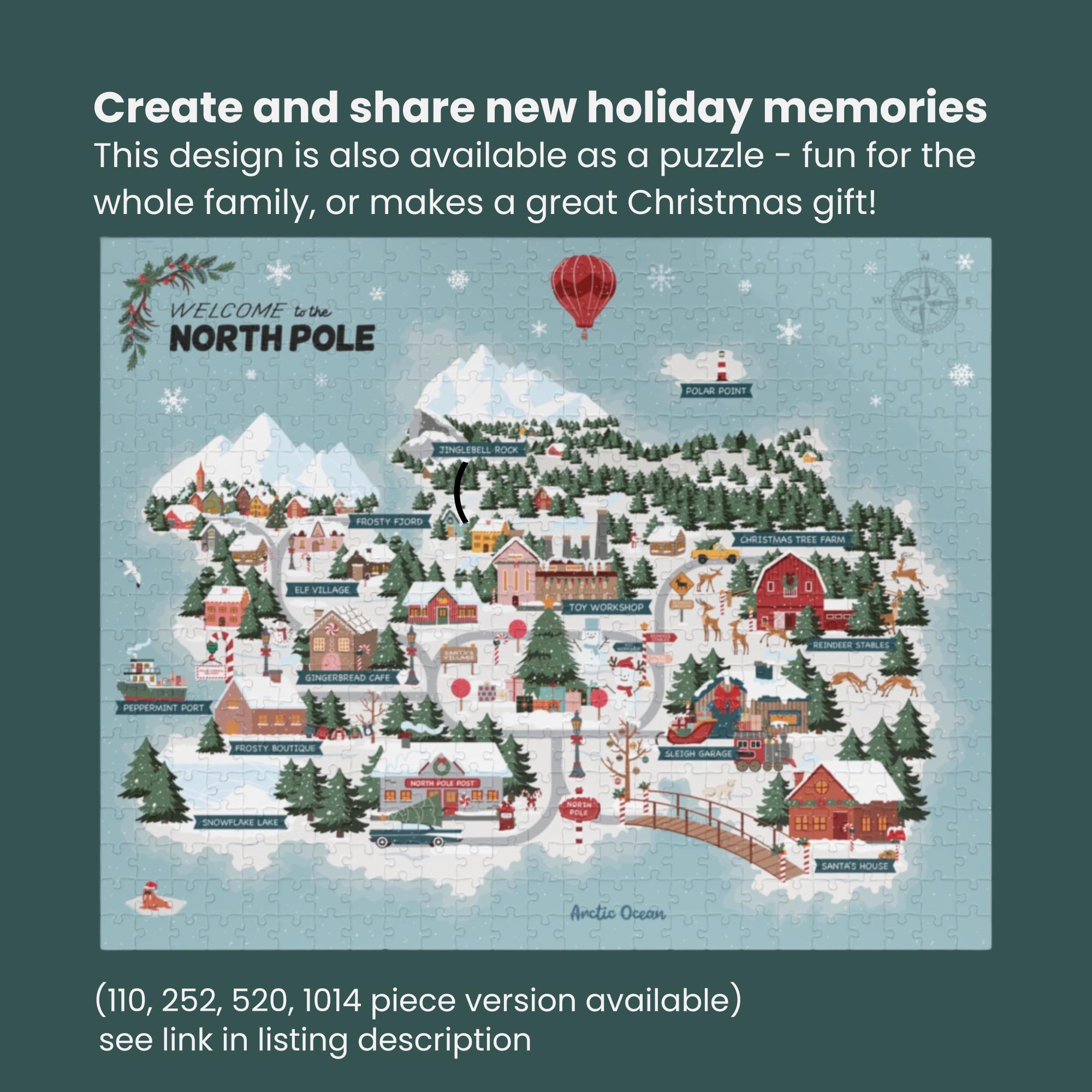 North Pole Map Poster North Pole Christmas Decor for Kids Christmas ...