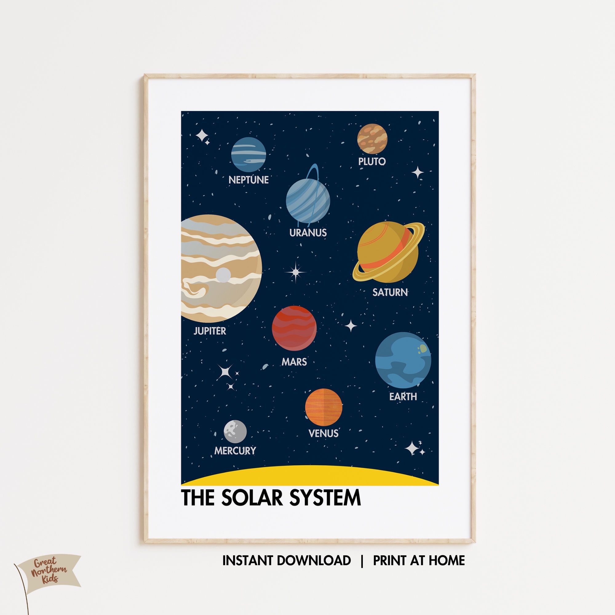 Solar System Poster Kids Space-themed Nursery Wall Art for Boys Room ...