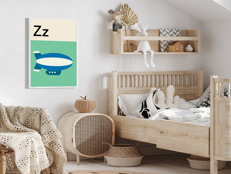 Letter Z Alphabet Poster • Z is for Zeppelin • Learn ABC Print ...