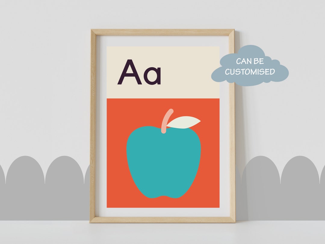 Letter A Alphabet Poster A is for Apple Learn ABC Print Nursery Decor ...