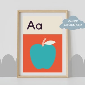 Letter A Alphabet Poster • A is for Apple • Learn ABC Print • Nursery ...