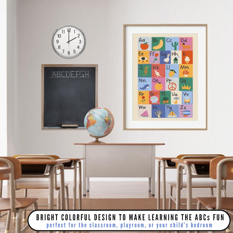Alphabet Poster Colorful Classroom Decor for Toddler Room Wall Art for ...