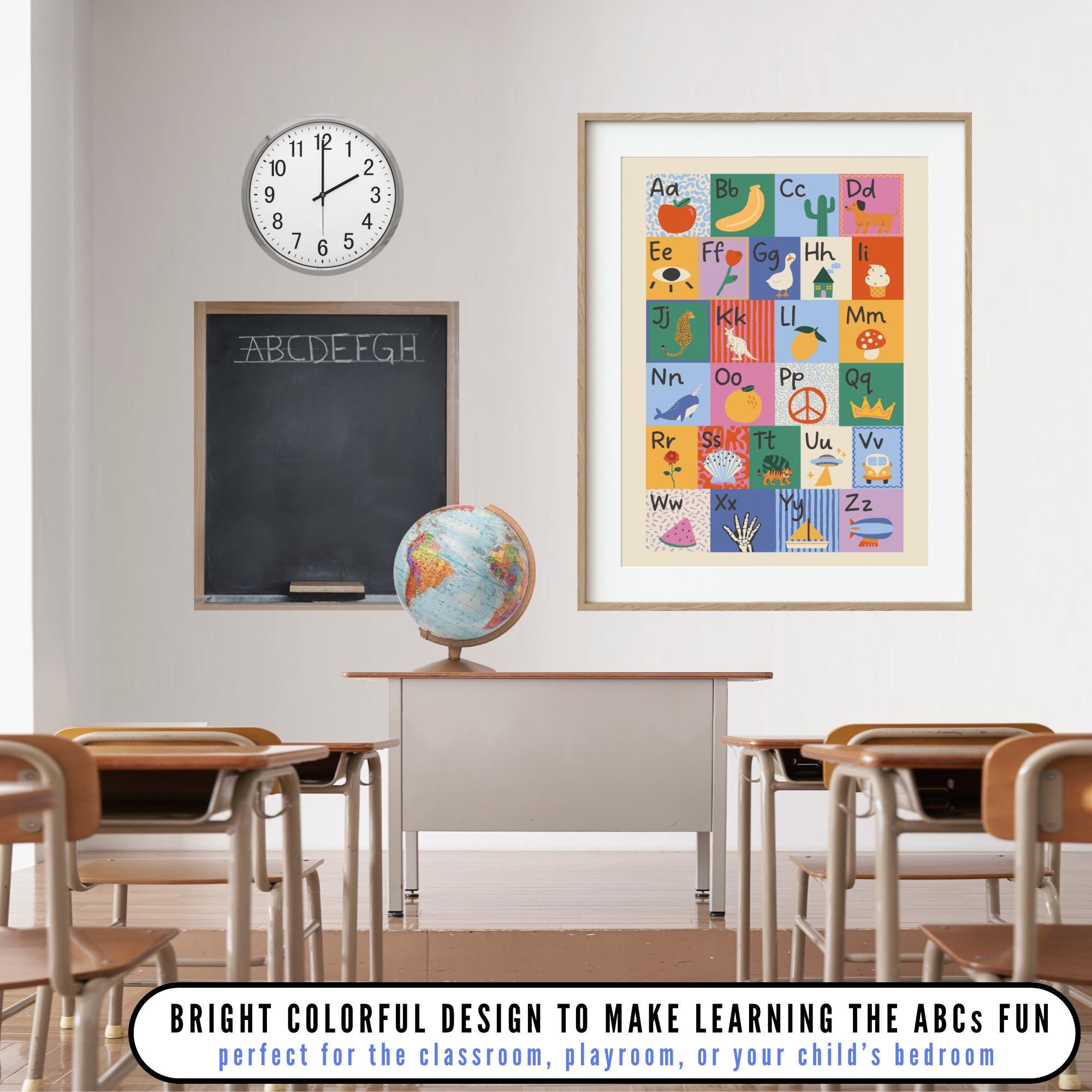 Alphabet Poster Colorful Classroom Decor for Toddler Room Wall Art for ...