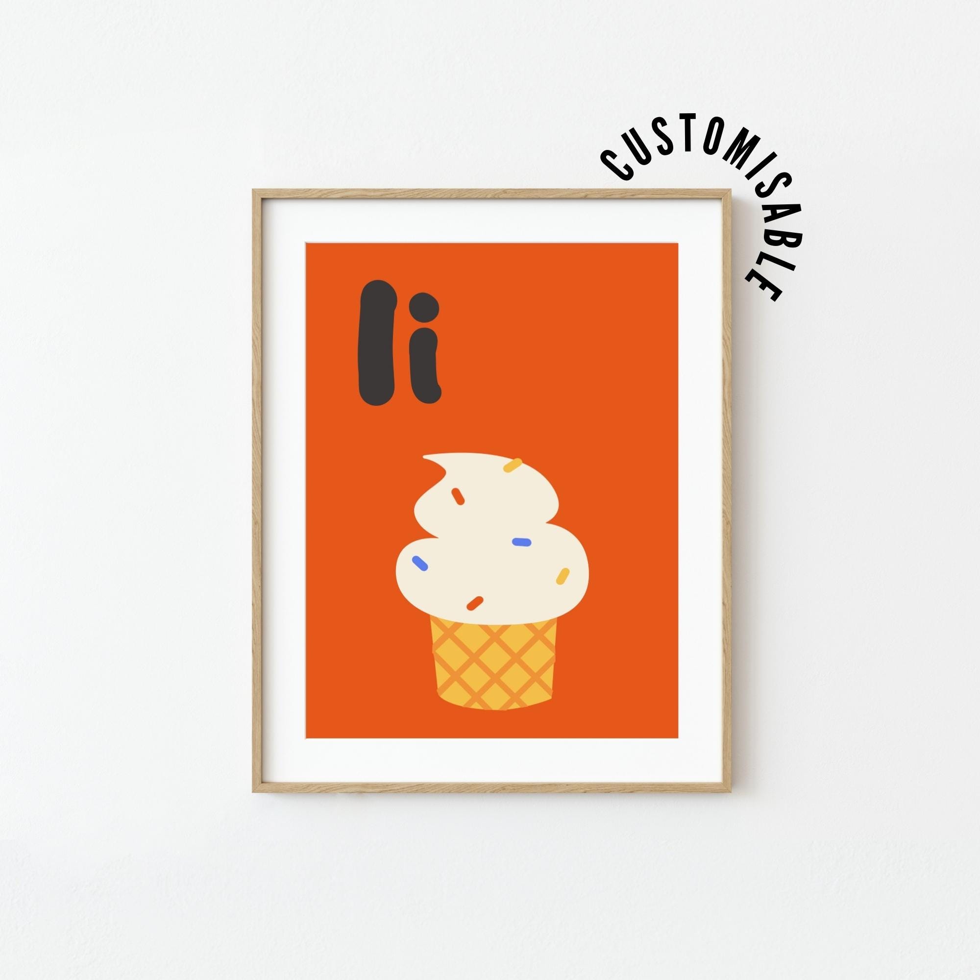 Letter I Alphabet Poster I is for Ice Cream Learn ABC Print Nursery ...
