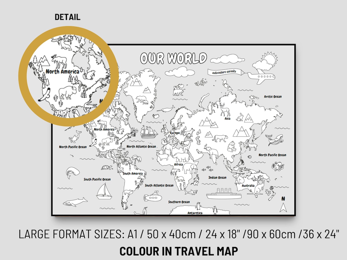 Animal World Colouring Page • Instant Download • Nursery Wall Art ...