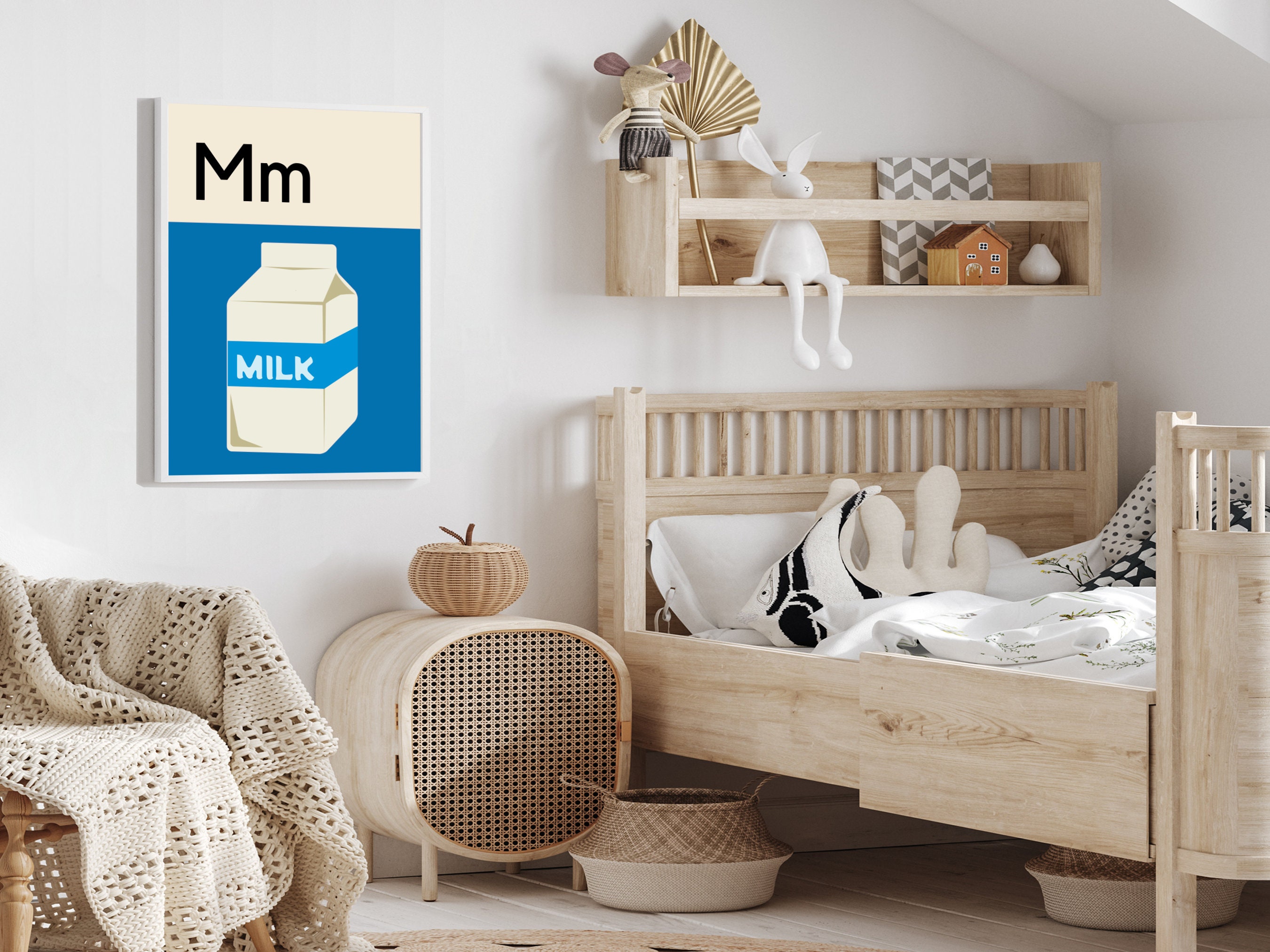 Letter M Alphabet Poster M is for Milk Learn ABC Print - Etsy