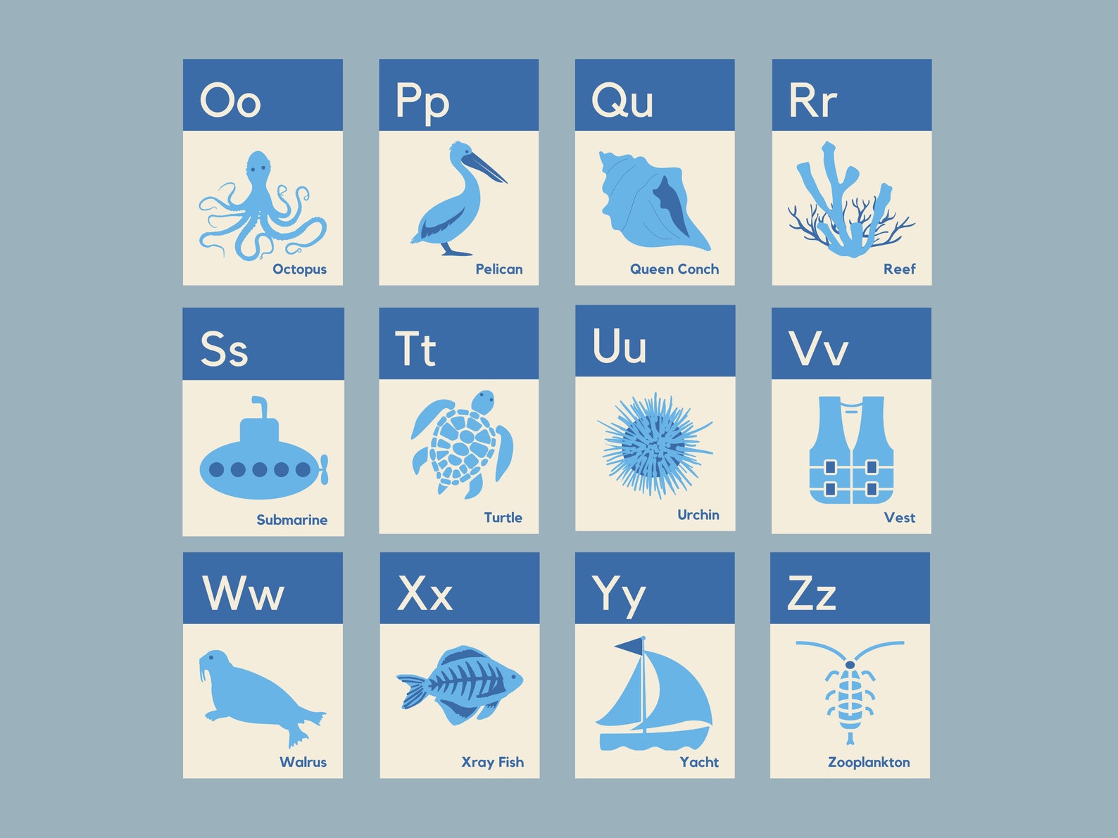 ABC Alphabet Cards Ocean Alphabet Cards Educational - Etsy