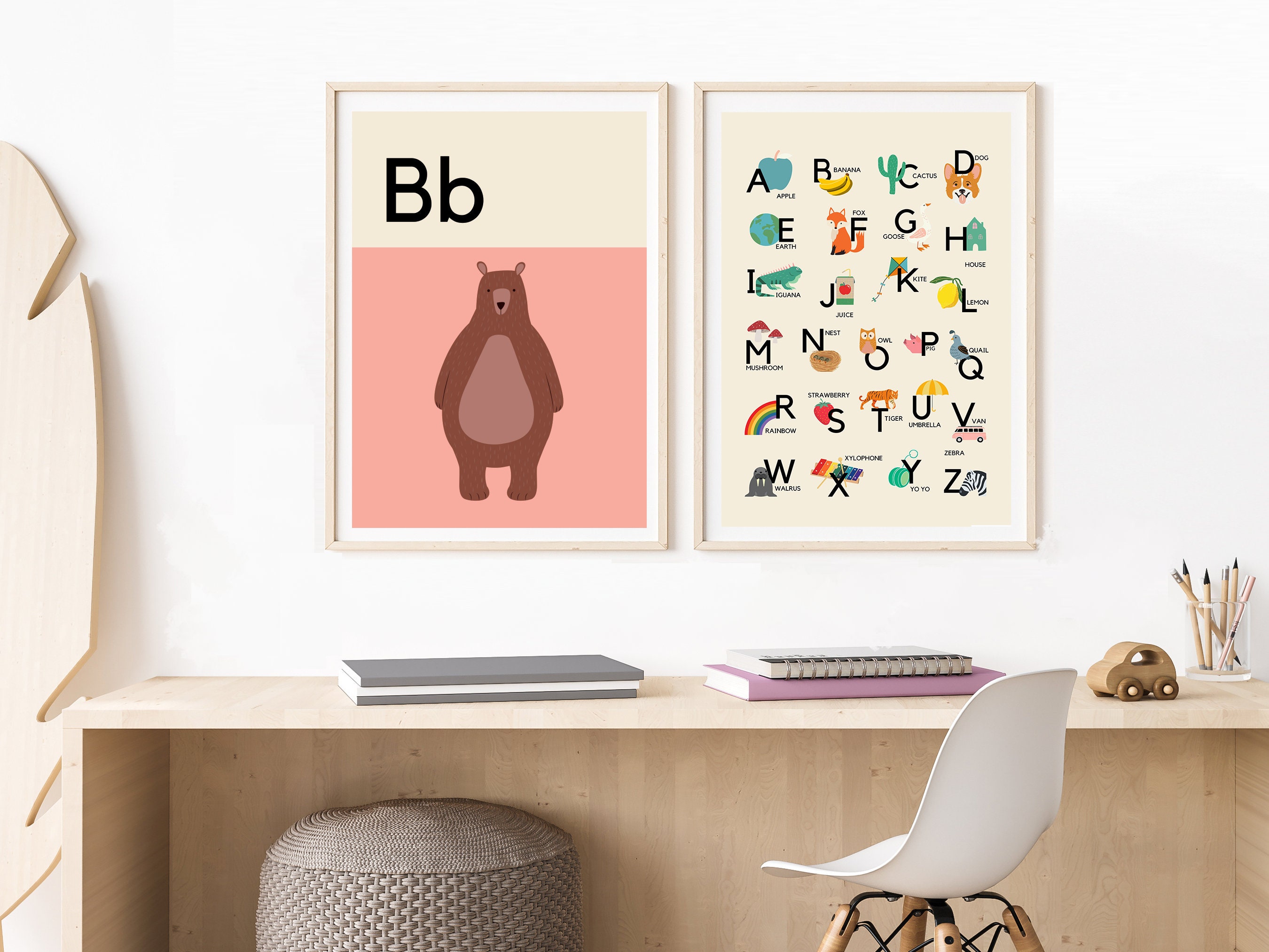 Letter B Alphabet Poster B is for Bear Learn ABC Print Woodland Nursery ...