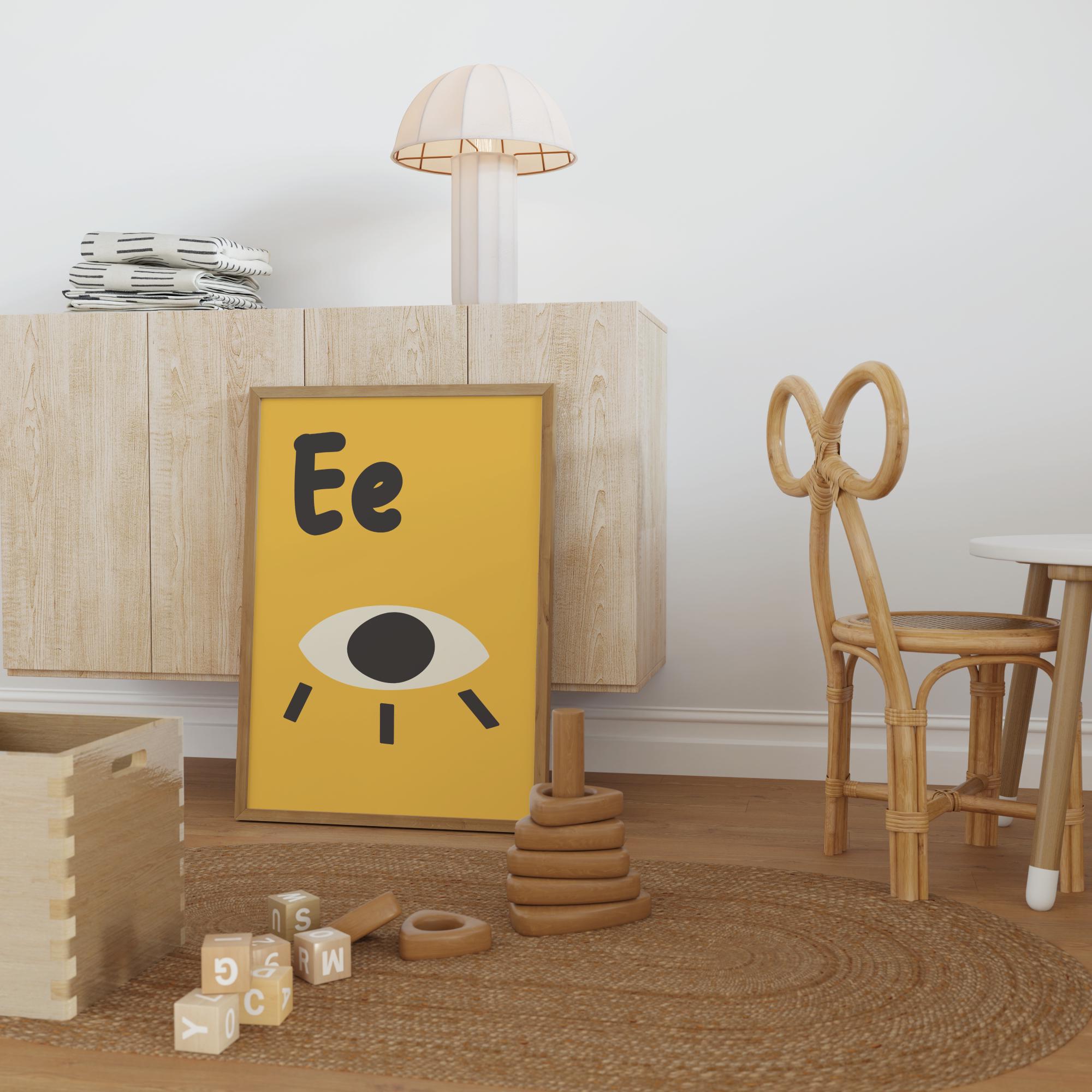 Letter E Alphabet Poster E is for Eye Learn ABC Print Nursery Decor ...