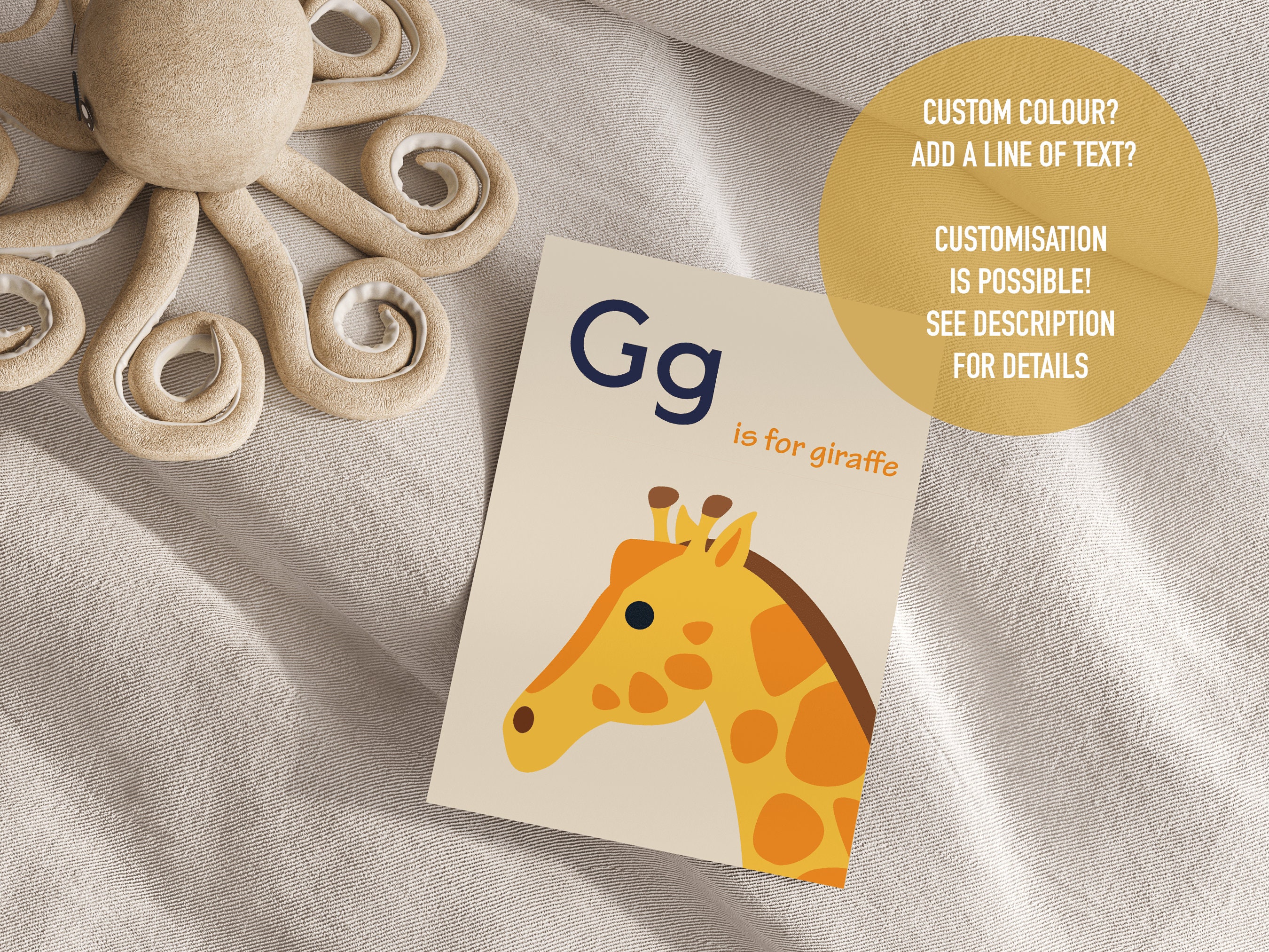 Letter G Alphabet Poster • G is for Giraffe • Learn ABC Print • Nursery ...